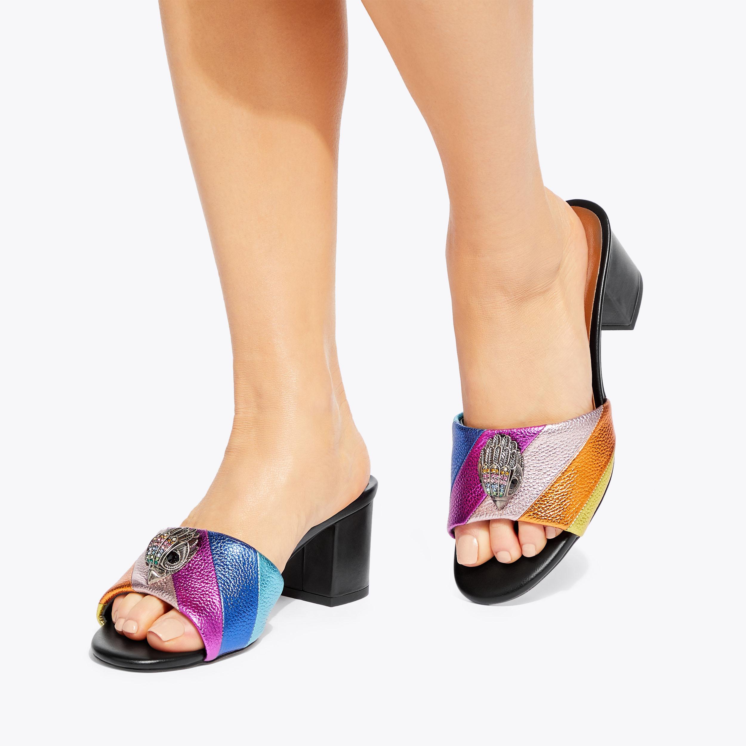 KENSINGTON BLOCK MULE Rainbow Stripe Mule Heel by KURT GEIGER LONDON