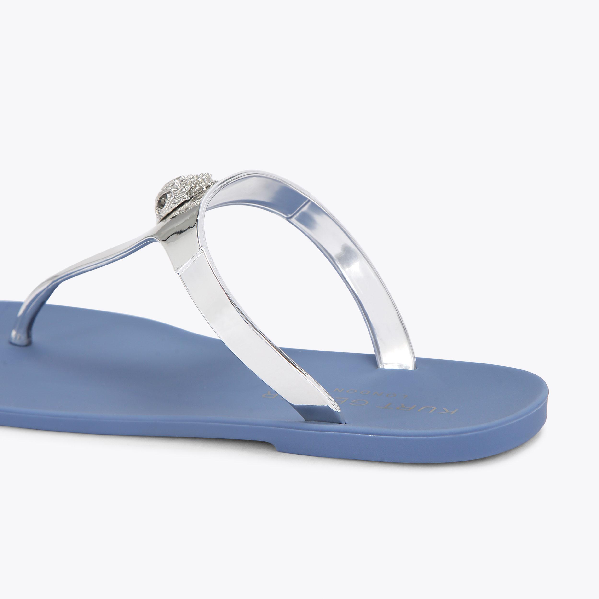 MADDISON T-BAR Blue Silver Sandal by KURT GEIGER LONDON