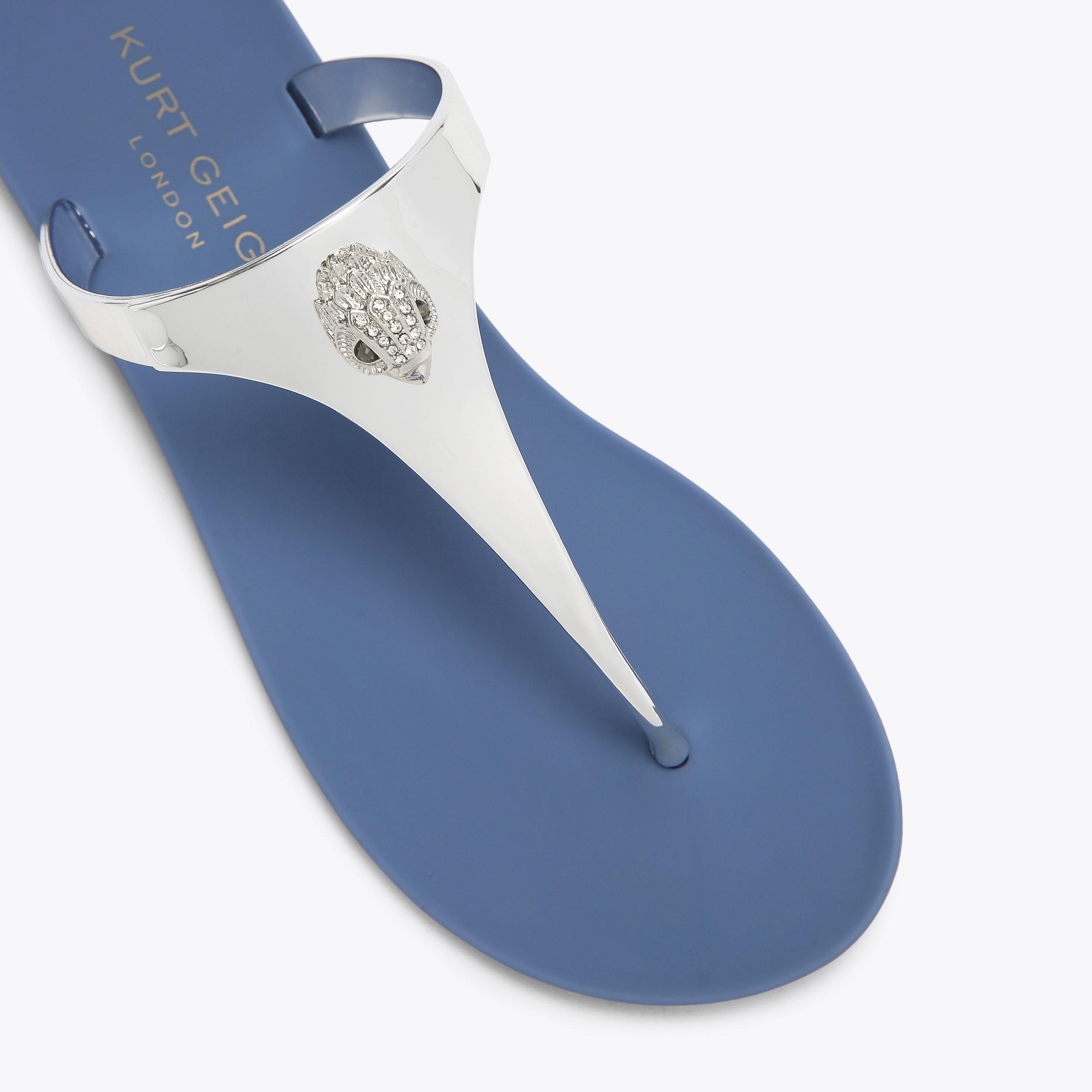 MADDISON T-BAR Blue Silver Sandal by KURT GEIGER LONDON