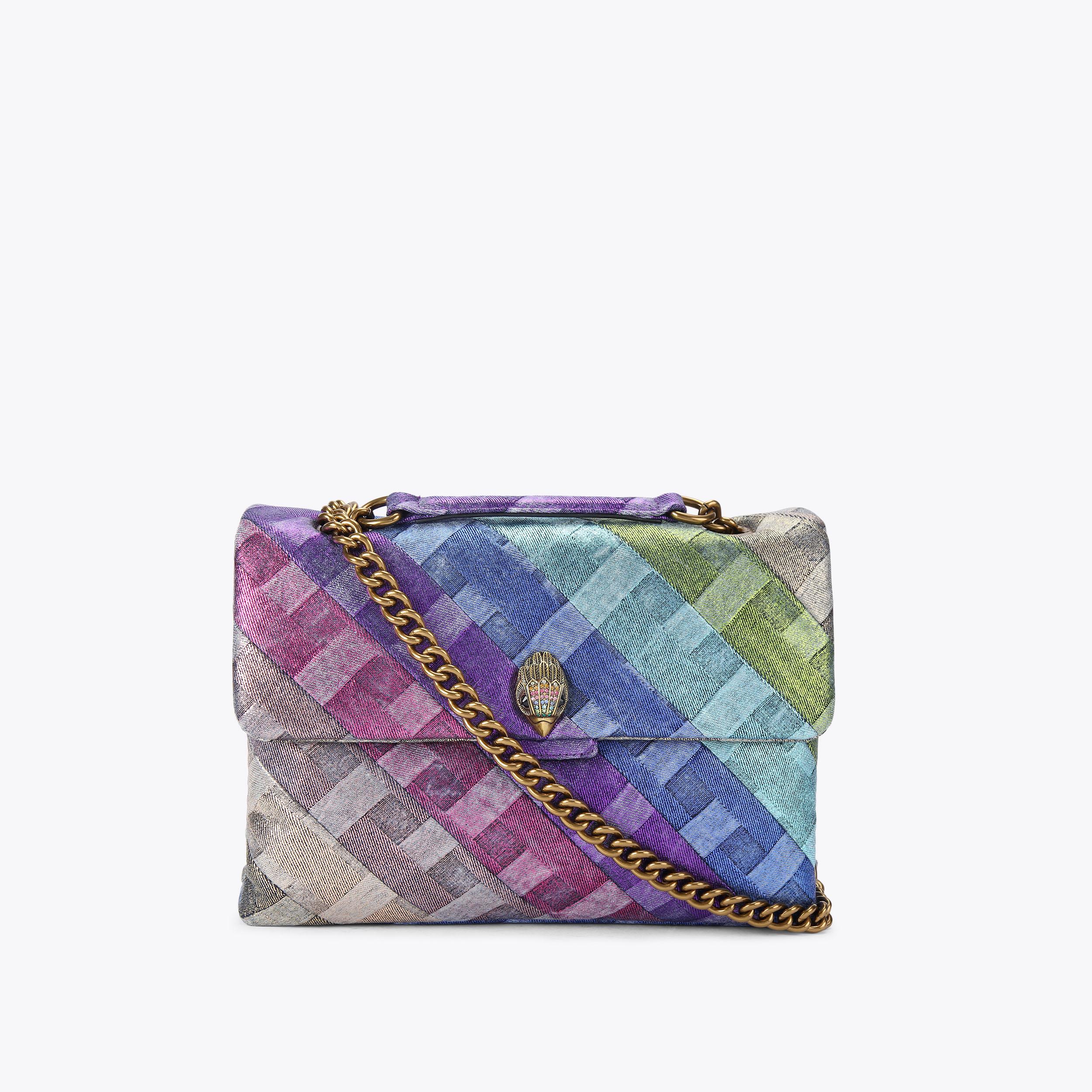 LARGE KENSINGTON SOFT Rainbow Denim Woven Shoulder Bag by KURT GEIGER ...