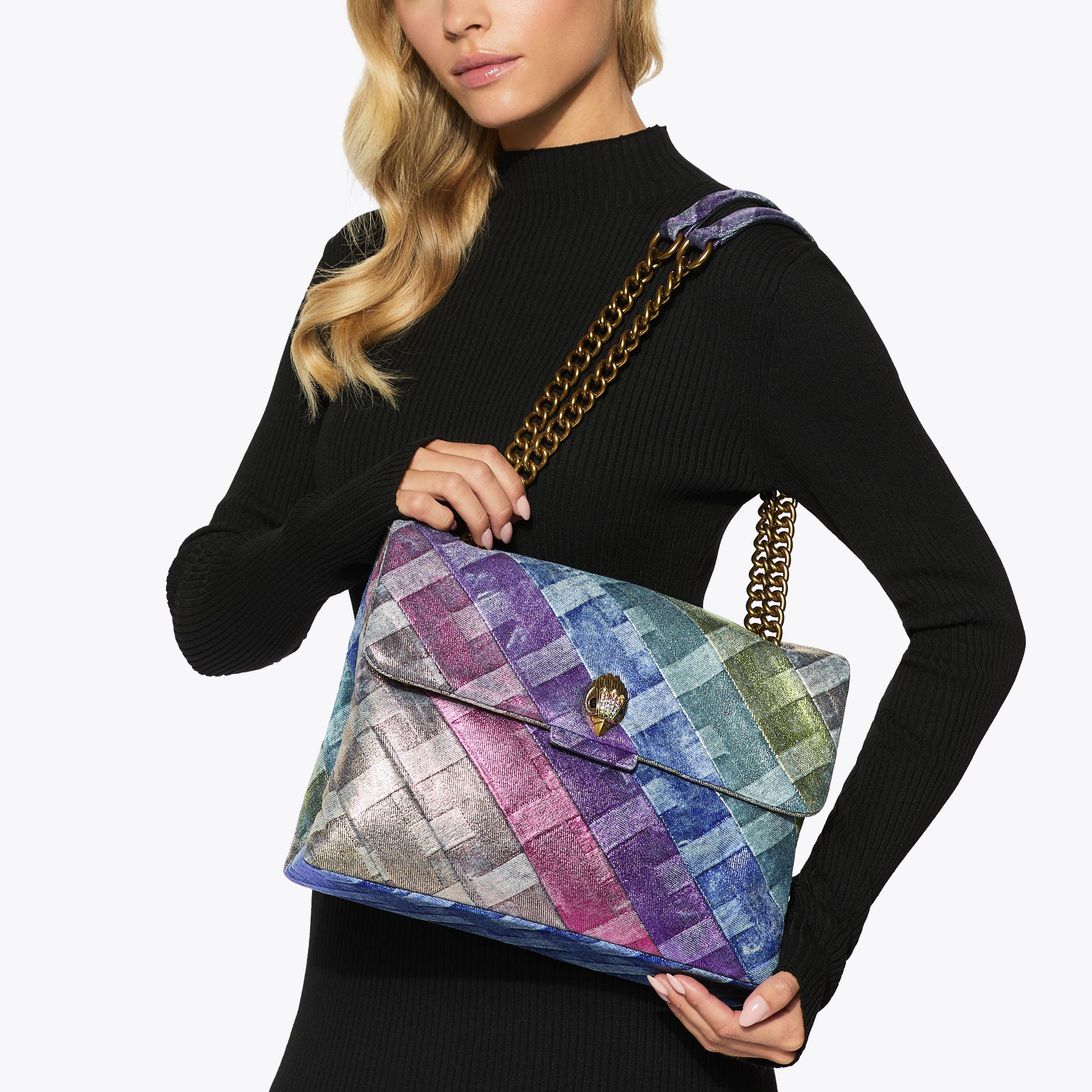 LARGE KENSINGTON SOFT Rainbow Denim Woven Shoulder Bag by KURT GEIGER ...