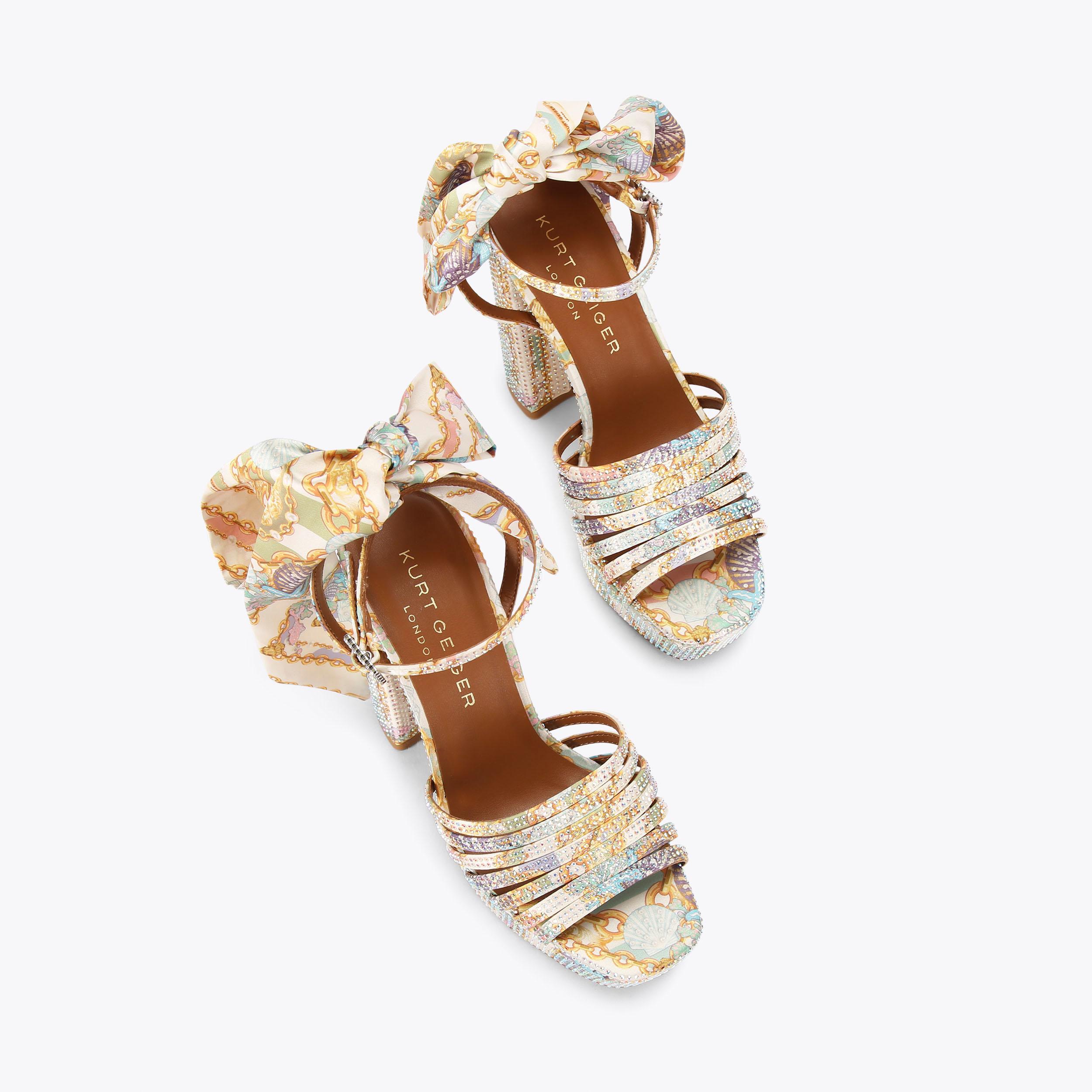 PIERRA ANKLE TIE PLATFORM Printed platform heel by KURT GEIGER LONDON