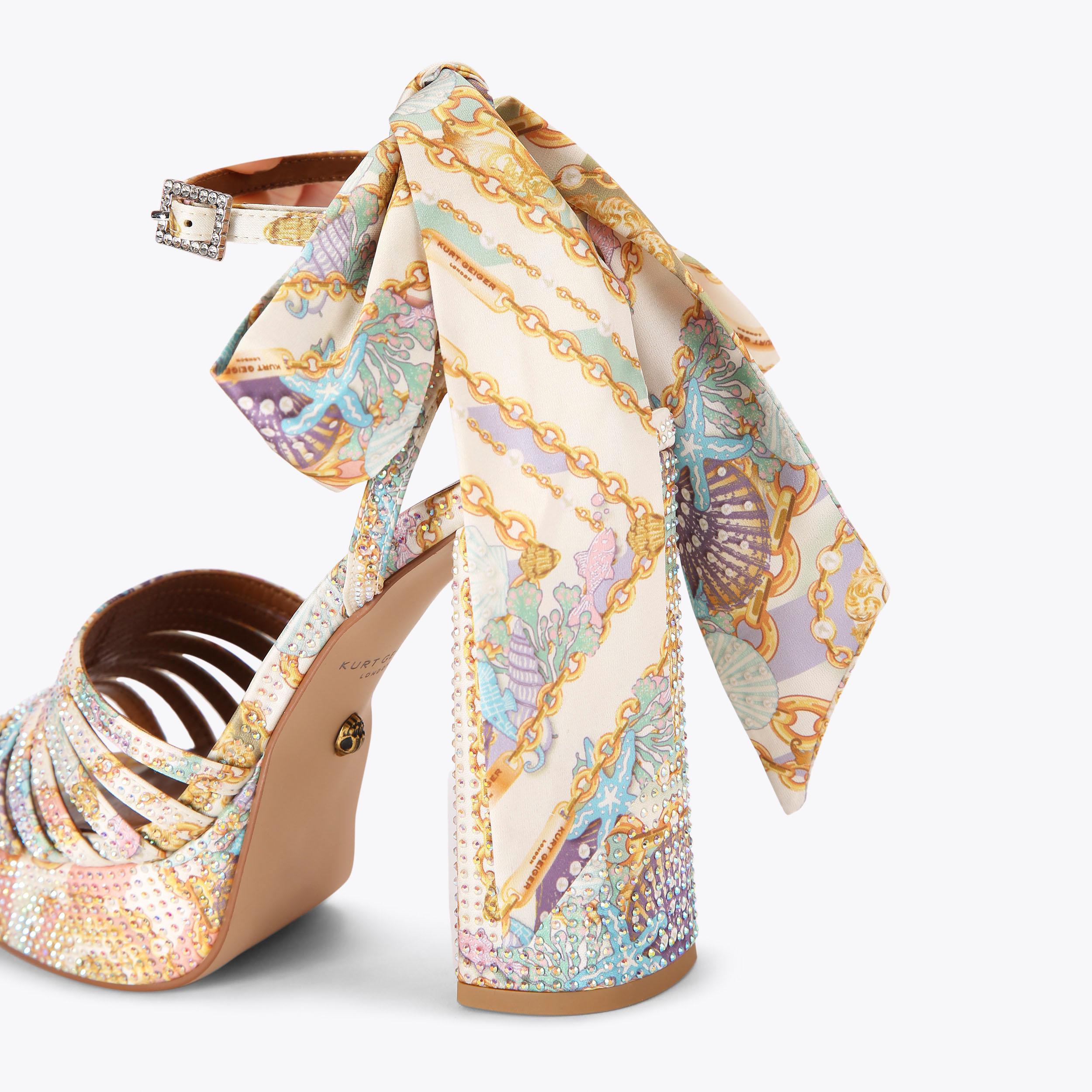PIERRA ANKLE TIE PLATFORM Printed platform heel by KURT GEIGER LONDON