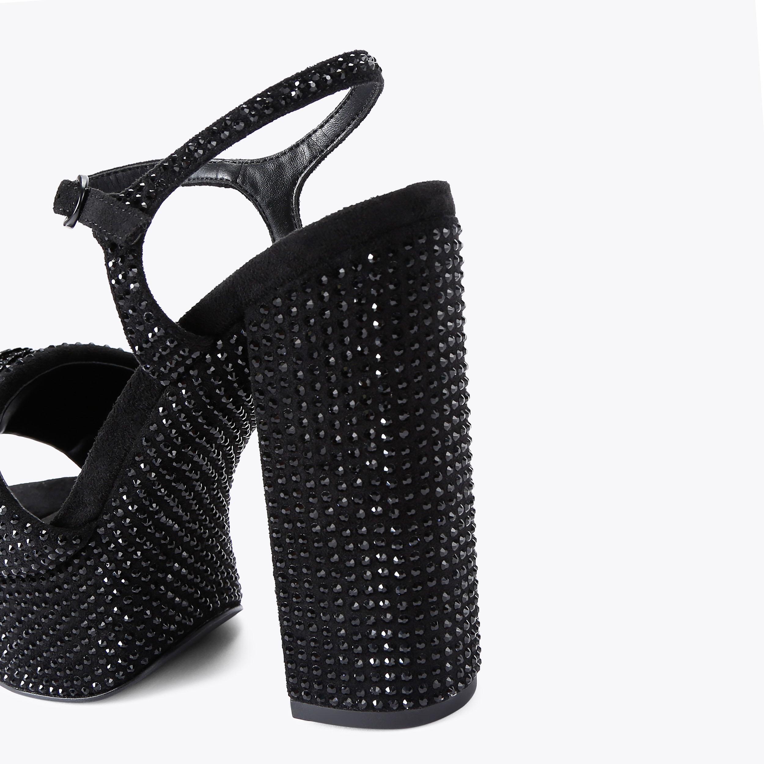 KENSINGTON PLATFORM SDL Black Velvet Platform Heels by KURT GEIGER LONDON