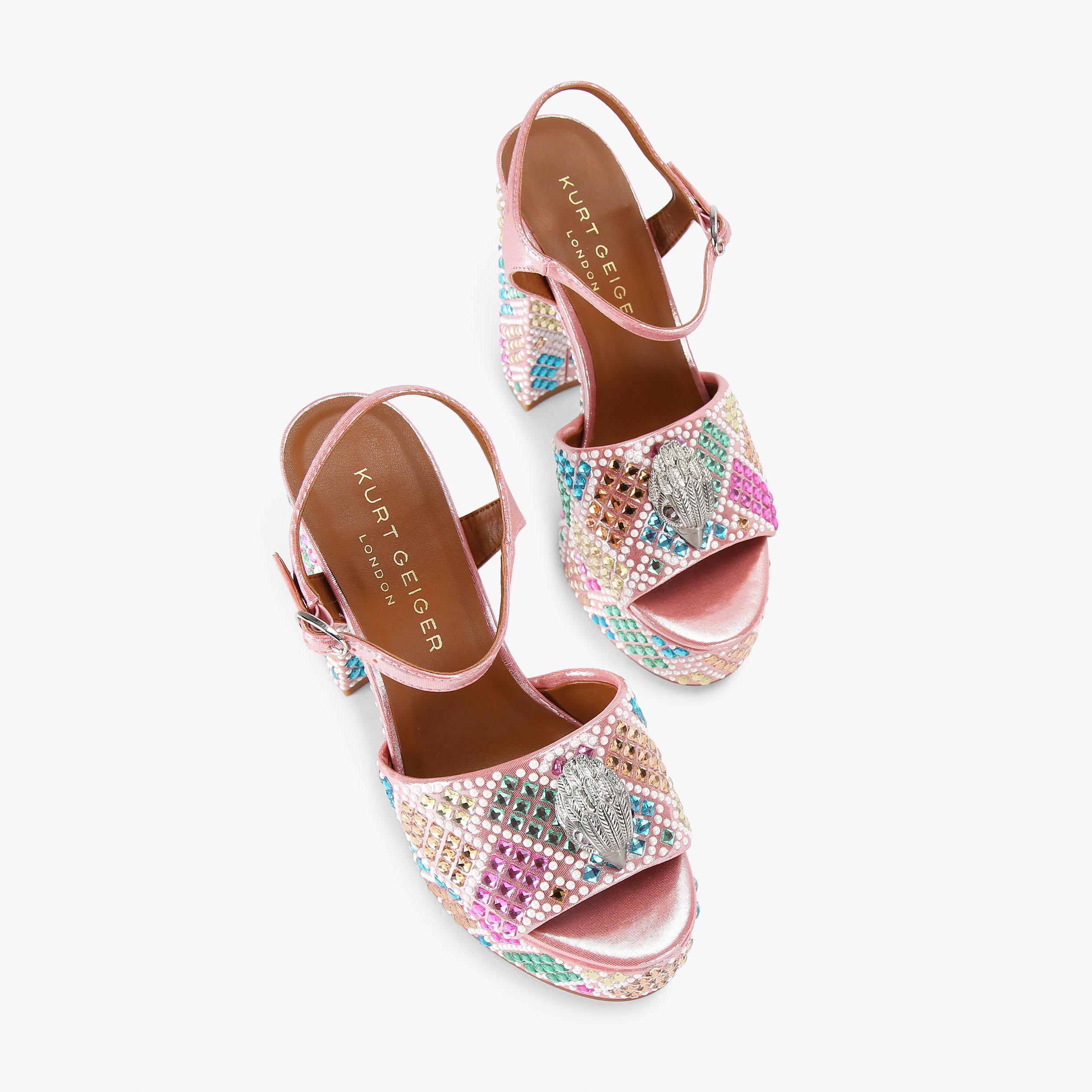 KENSINGTON PLATFORM SDL Pink Crystal Platform Heel by KURT GEIGER LONDON