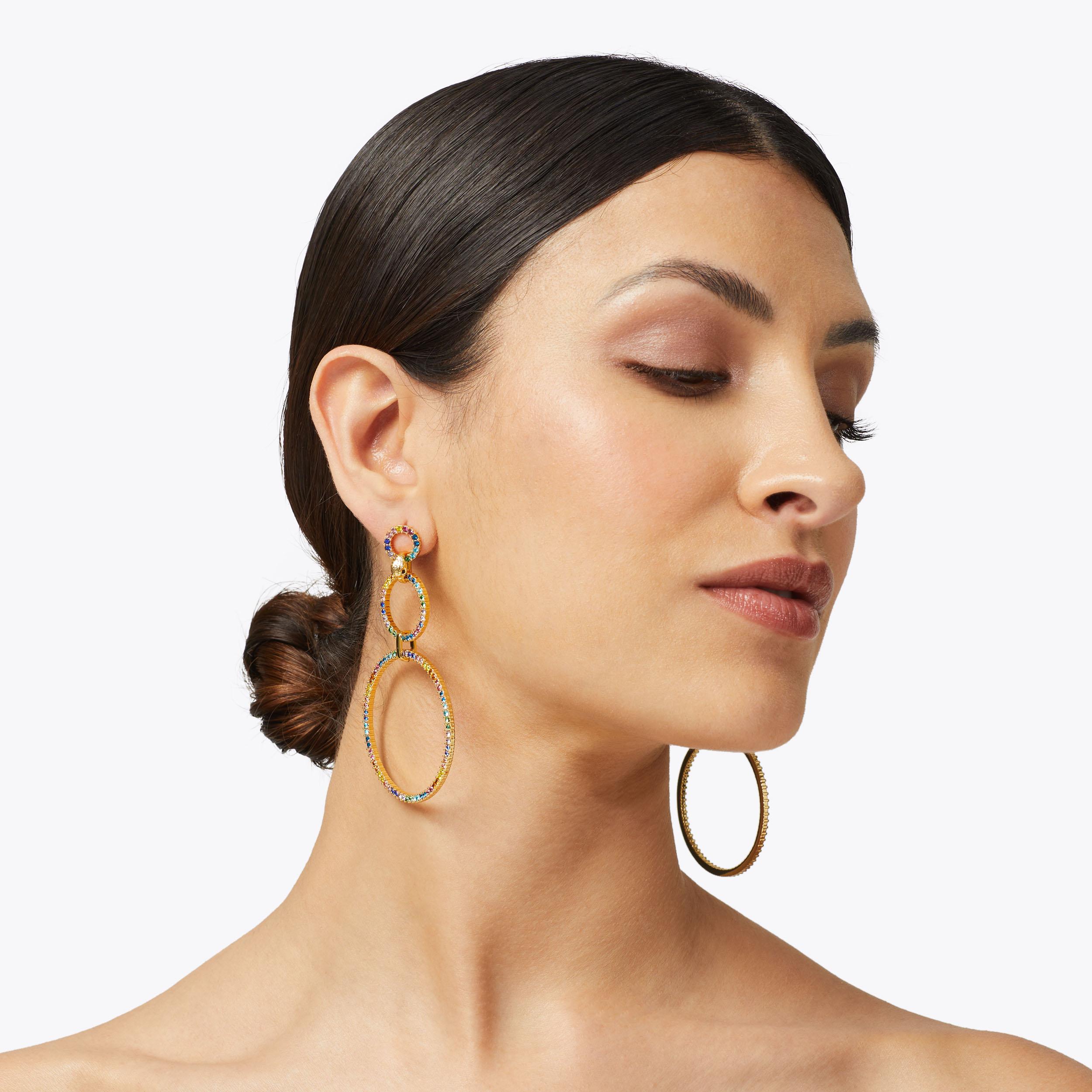 DOUBLE CIRCLE EARRINGS Rainbow Circle Earrings by KURT GEIGER LONDON