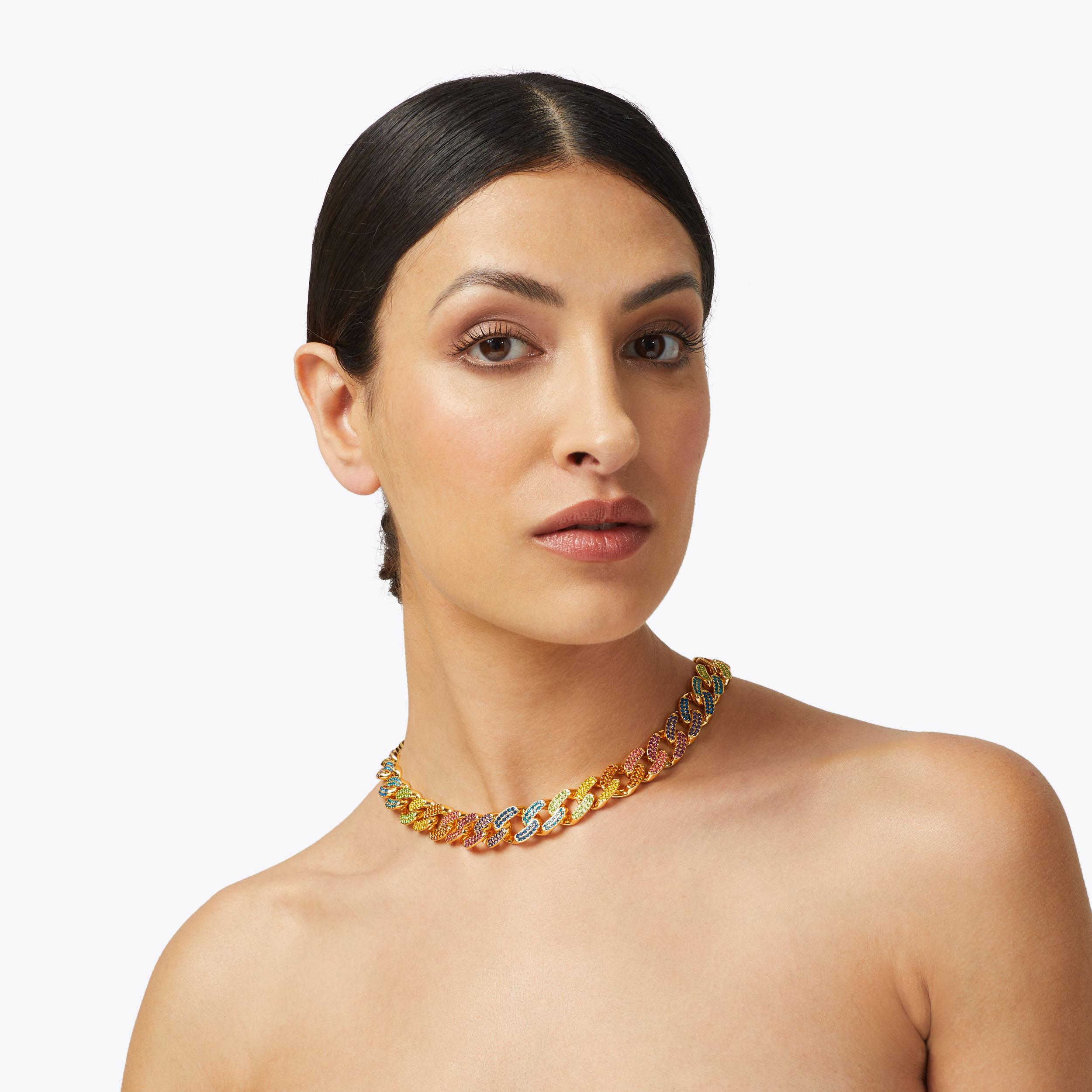 RAINBOW CHAIN NECKLACE Rainbow Crystal Bracelet by KURT GEIGER LONDON
