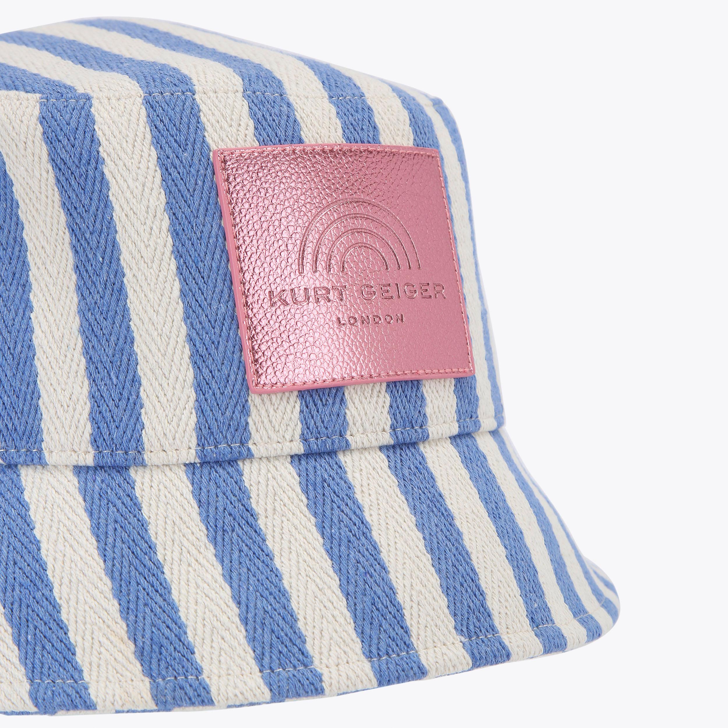 SOUTHBANK BUCKET HAT Blue Stripe Bucket Hat by KURT GEIGER LONDON