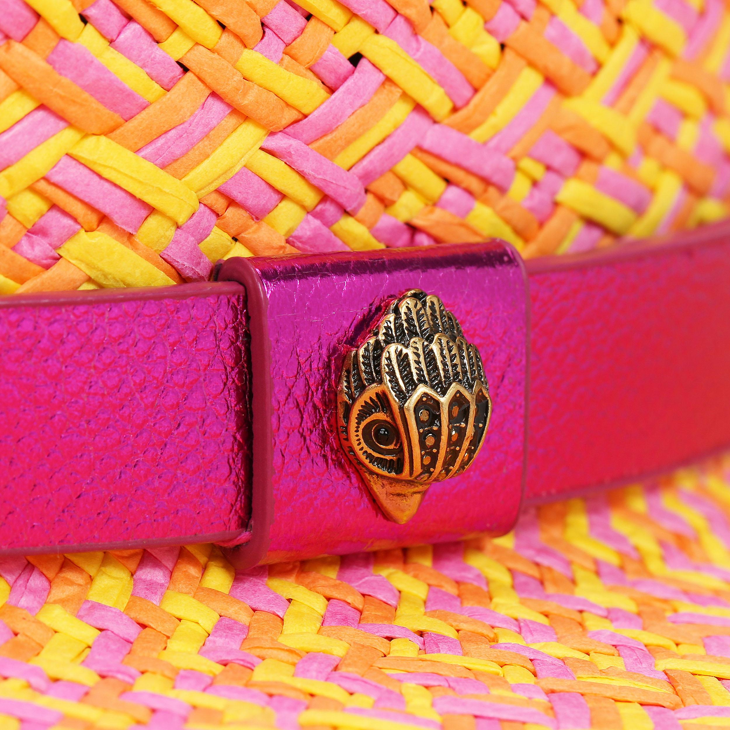 STRAW FRINGED FEDORA HAT Pink Hat by KURT GEIGER LONDON