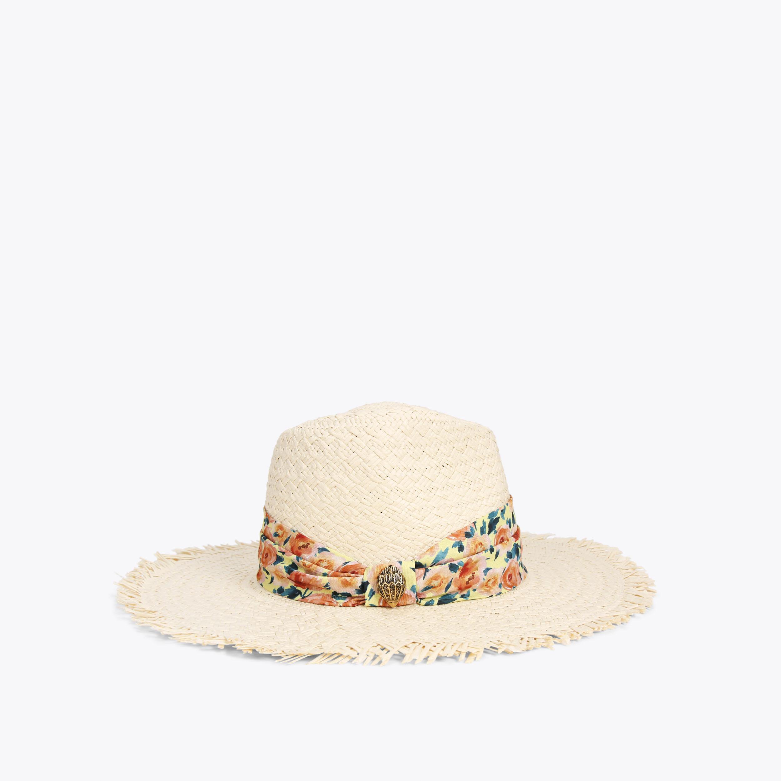 STRAW BAND FEDORA HAT Beige Hat by KURT GEIGER LONDON