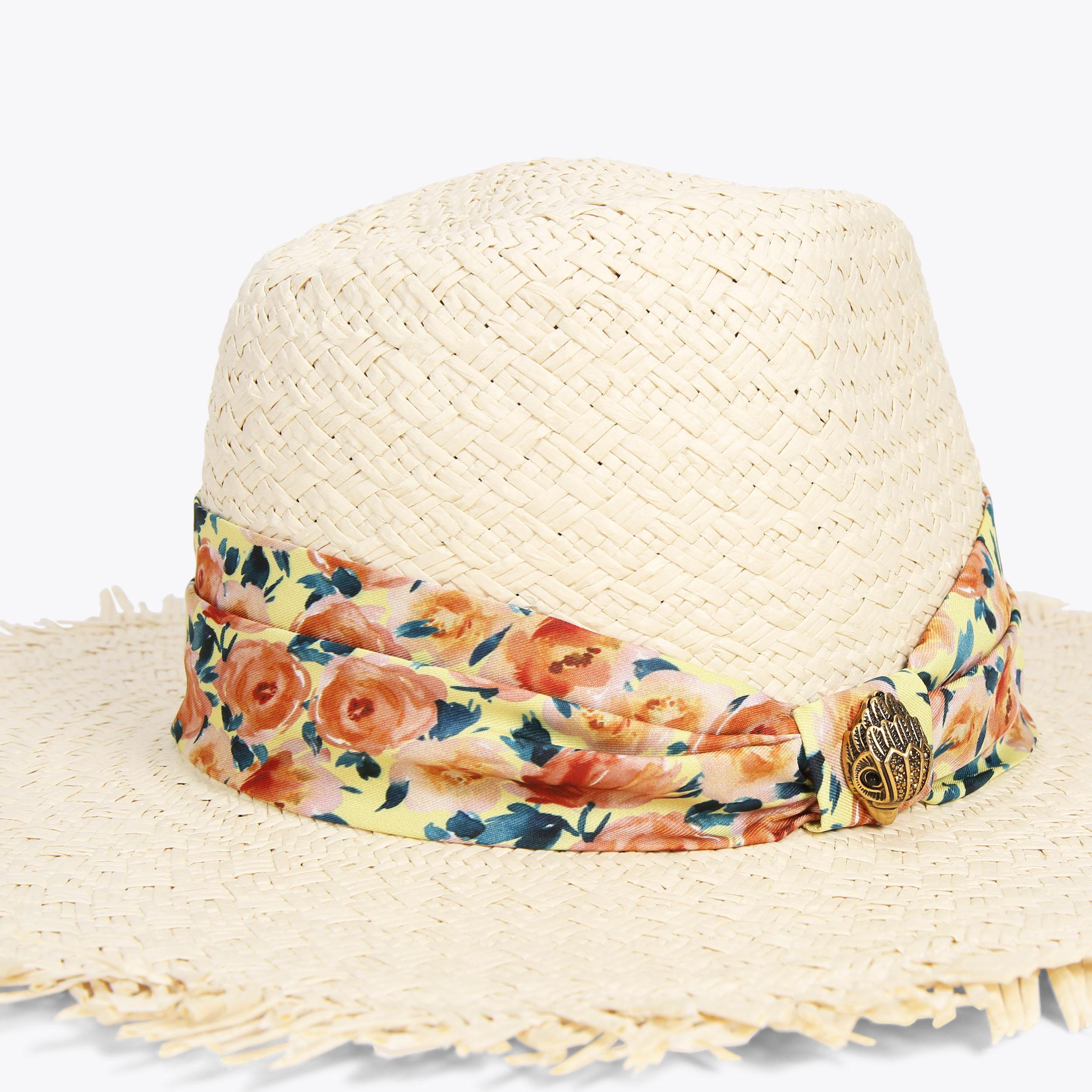 STRAW BAND FEDORA HAT Beige Hat by KURT GEIGER LONDON