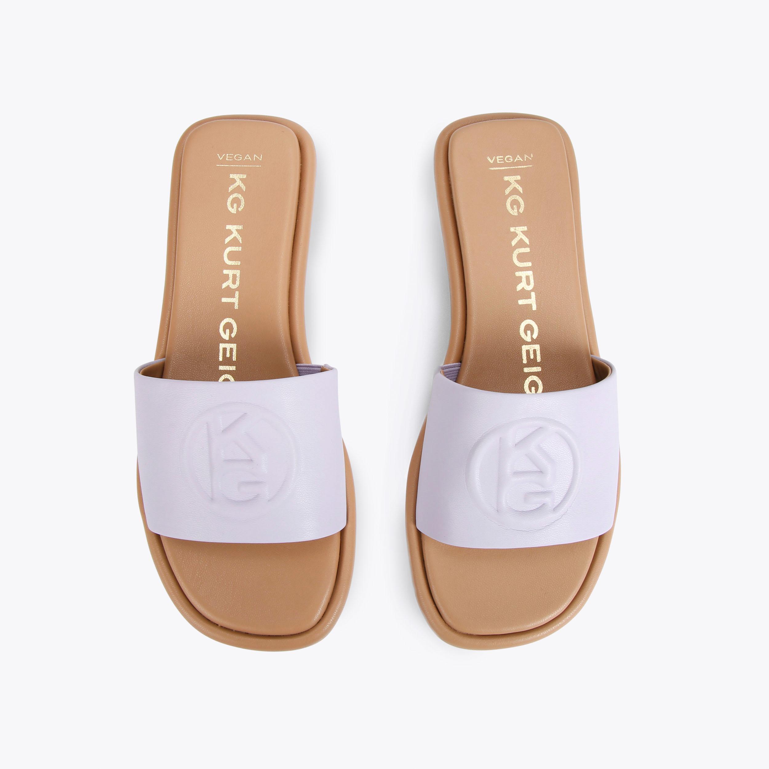 ROGAN MONOGRAM White Flat Sandals by KG KURT GEIGER