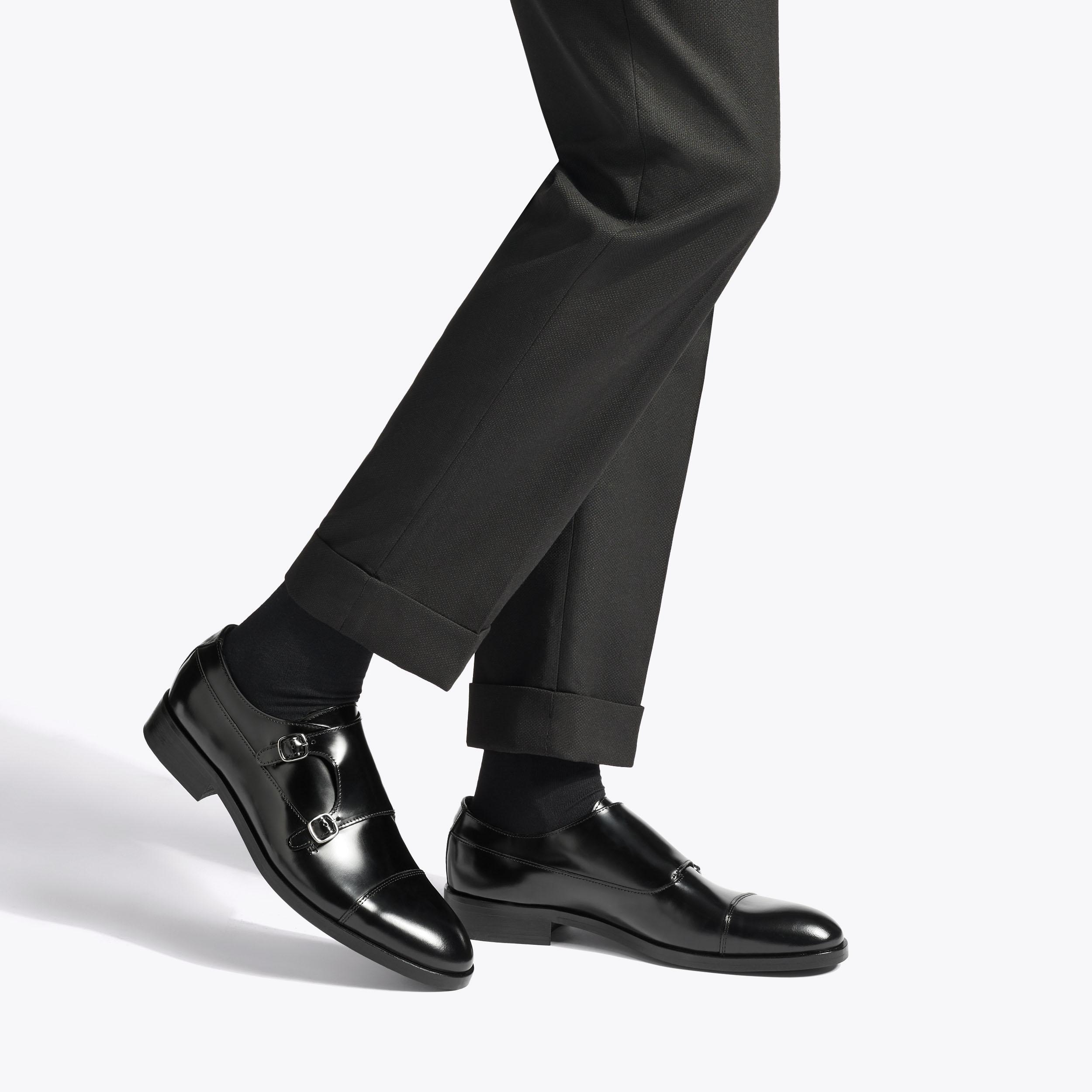 HUNTER MONK Black Leather Monk Shoes by KURT GEIGER LONDON