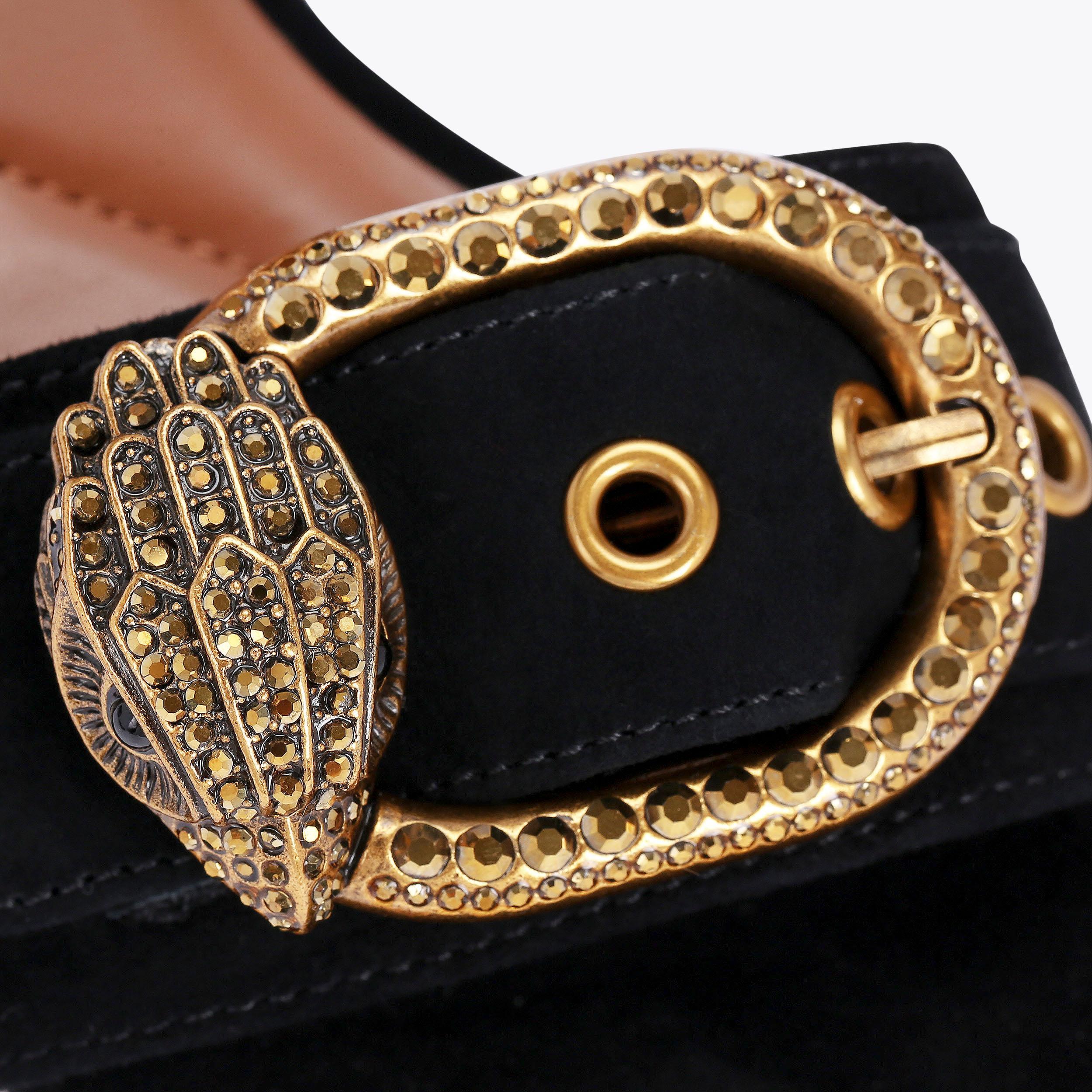 MAYFAIR BLOCK MID HEEL Black Block Sandals by KURT GEIGER LONDON