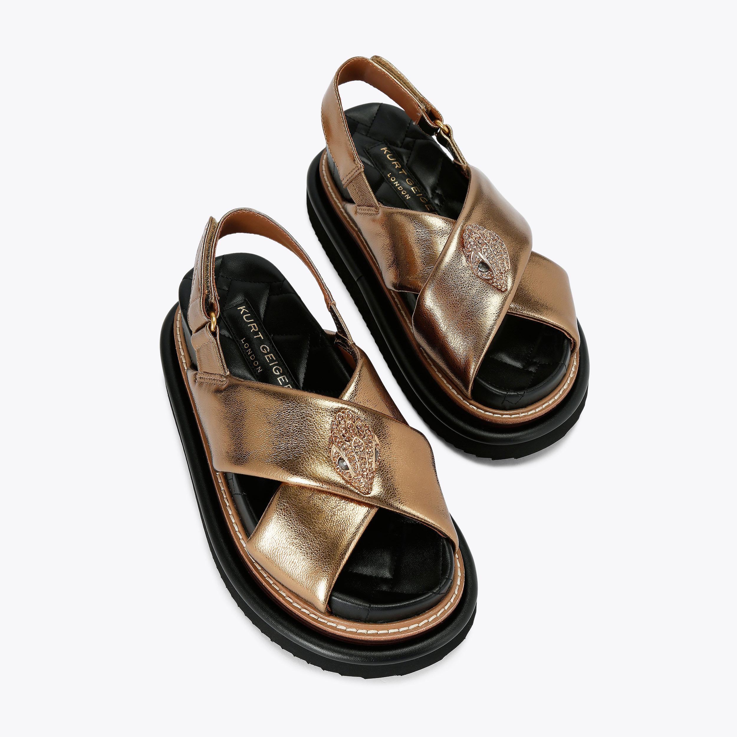 ORSON CROSS STRAP SANDAL Bronze Gold Leather Strap Sandal by KURT ...