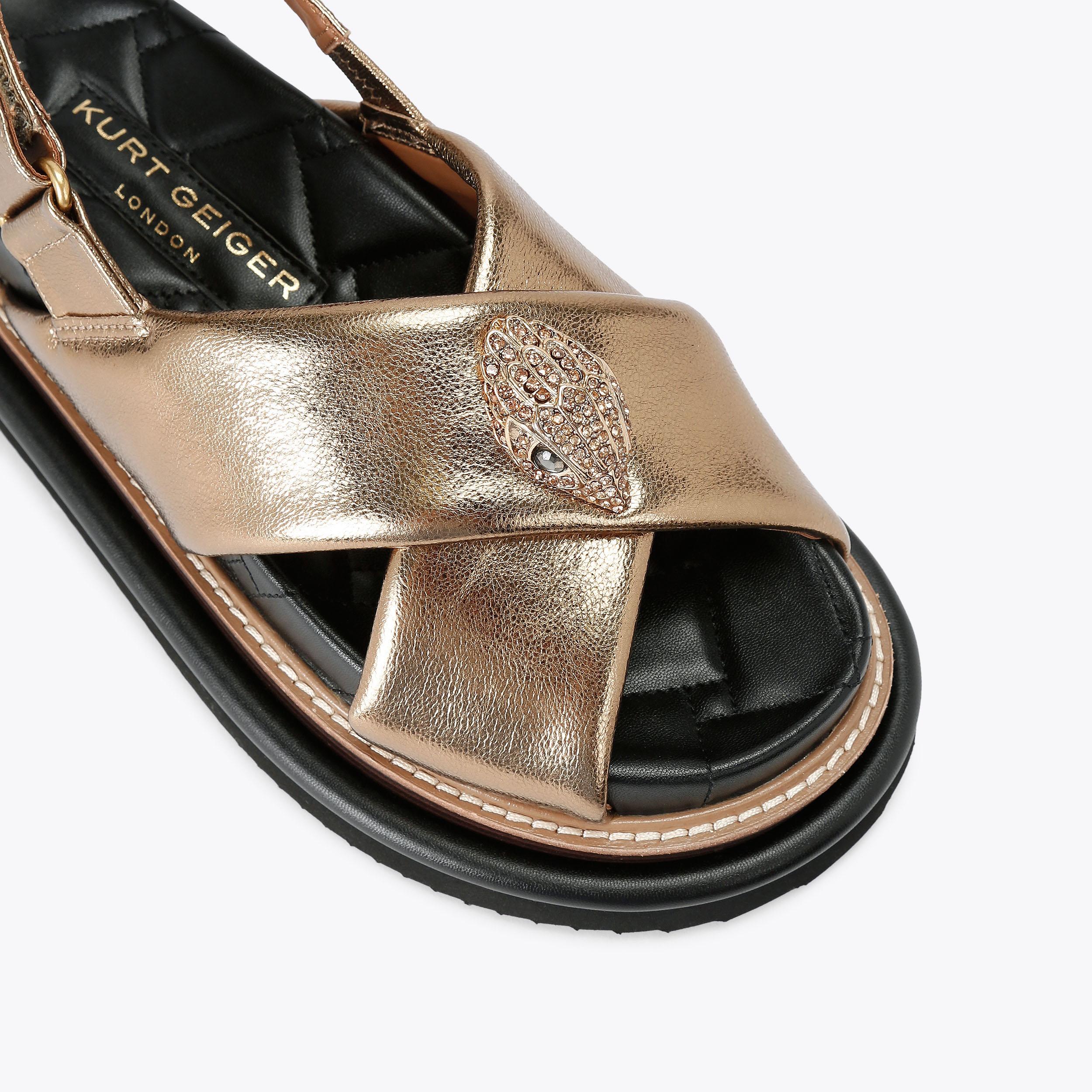 ORSON CROSS STRAP SANDAL Bronze Gold Leather Strap Sandal by KURT ...