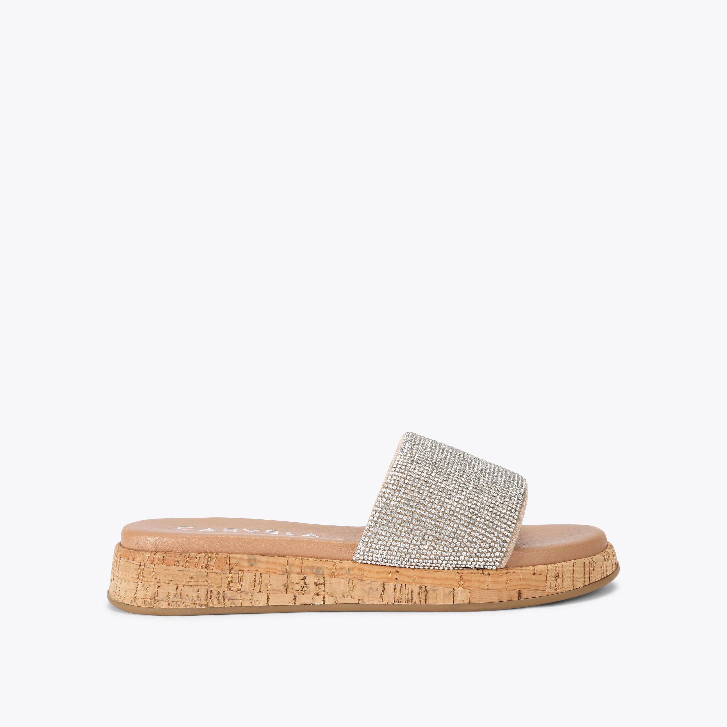 CLOUD MULE Silver Crystal Sandal by CARVELA